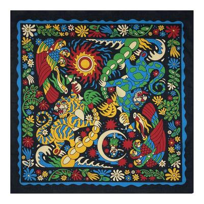 夏蓝绿丛林男女纯棉头巾方巾发带