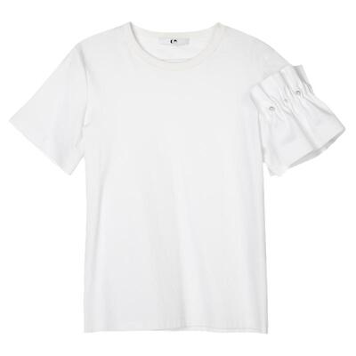 commemoi钉珠花边装饰T恤