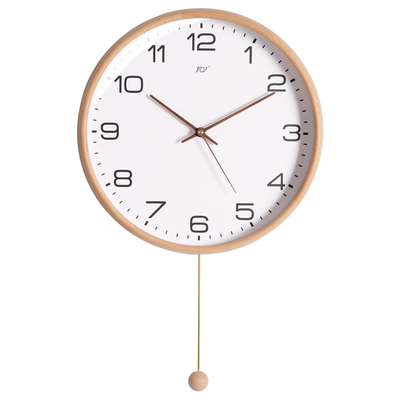 TQJ免打孔静音实木挂钟