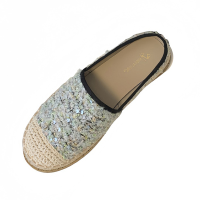 亮片渔夫鞋平底一脚蹬编织懒人鞋