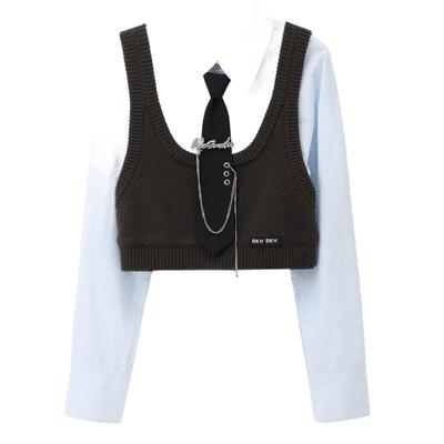 设计师revan甜酷假两件衬衫