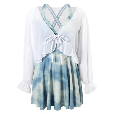 连体裙式遮肉显瘦遮肚胖mm泳衣