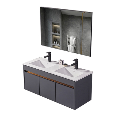 铝合金双盆浴室柜公共双人洗手台