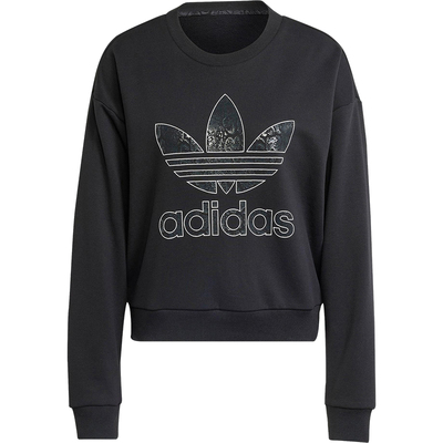 阿迪达斯女士宽松蛇纹印花卫衣