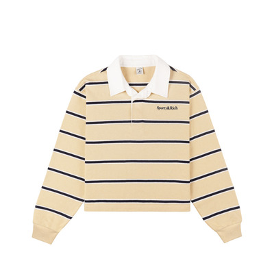 [明星同款]Sporty&Rich Preppy系列女士学院风条纹长袖Polo卫衣