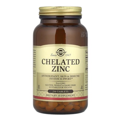 Solgar螯合锌片zinc机体抵抗系统支持抗氧皮肤健康细胞生长发育肌