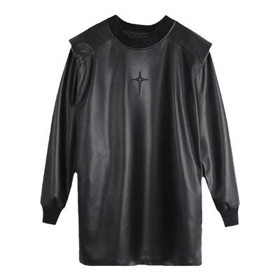 [蛋白皮]LALABOBO早秋新品圆领垫肩梭织长袖连衣身裙|LBCD-WSPW17