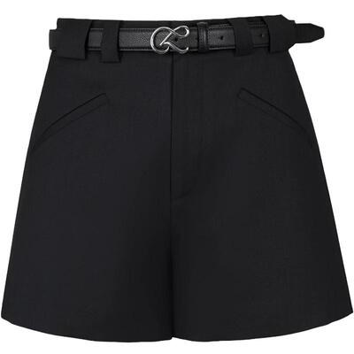 CALVINLUO 百搭利落腰带西裤A版短裤女裤子 新品 灰色/黑色