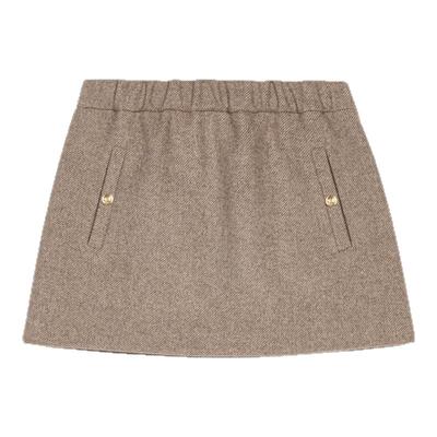 季末7折Maje2025秋冬新款女装法式气质绵羊毛混纺短款高腰半身裙