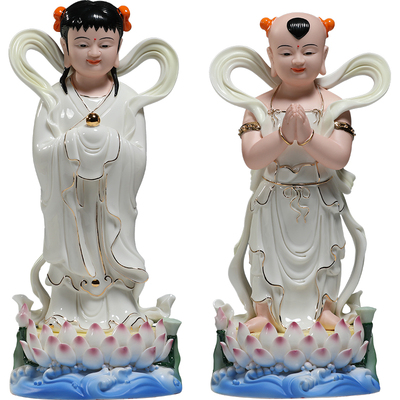 微美陶瓷8至14寸善财童子龙女像