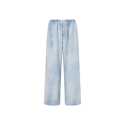 Moschino Jeans 26早春女士松紧腰抽绳设计复古牛仔长裤
