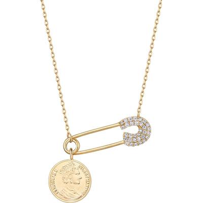 圆盘别针项链时尚个性锁骨链