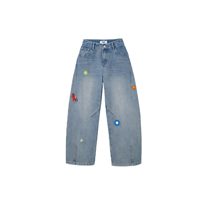 PCMY红色小马小众设计百搭牛仔裤