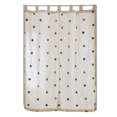圆点隔断帘棉麻圆点分片棉麻刺绣