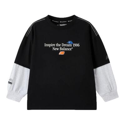 New Balance nb童装儿童男女新款时尚假两件长袖T恤ND7DF32063