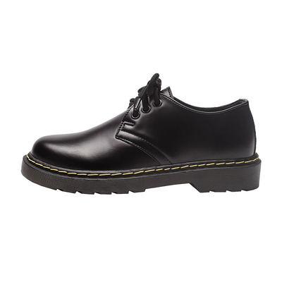 中跟单鞋轻便厚底英伦风系带