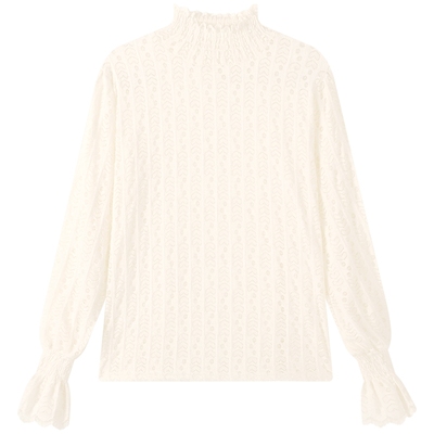 慕兔法式立领长袖蕾丝衫