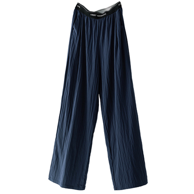 CR字母松紧腰长裤直筒阔腿休闲裤