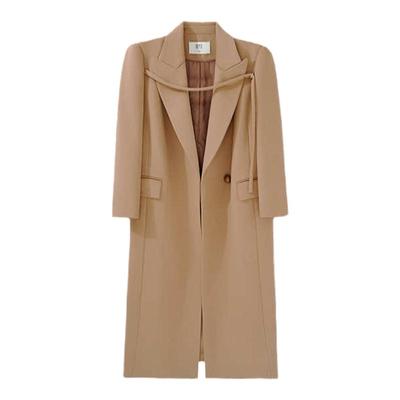 【商场同款】HPLY荷比俪冬季新款女交错式绳袢长款西装大衣