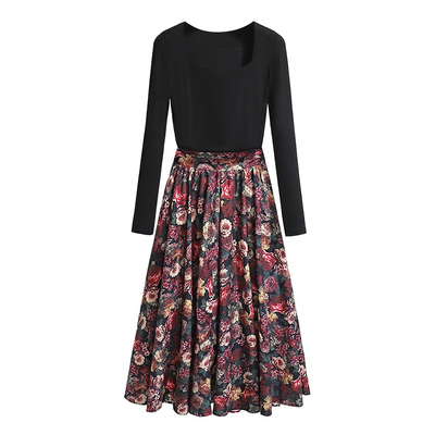 高级感复古碎花半身裙套装两件套