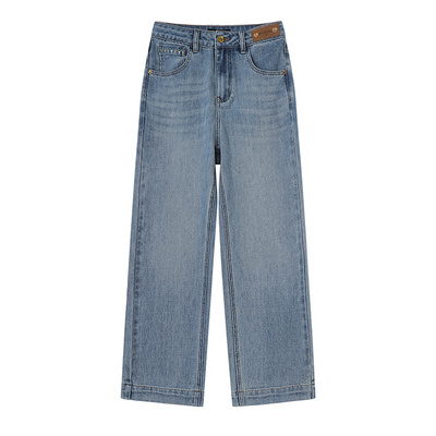 亦白休闲显瘦烟管高腰牛仔裤女