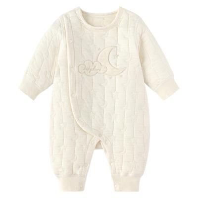 babylove婴儿连体衣秋冬薄夹棉哈衣爬服男女宝宝纯色百搭保暖衣服