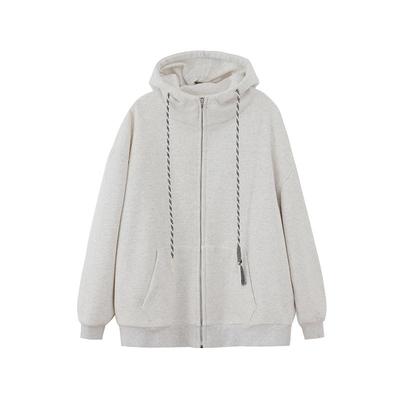 连帽加绒加厚卫衣外套男女同款