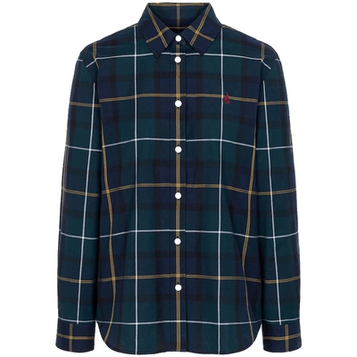 女士职场基础复古长袖格纹衬衫