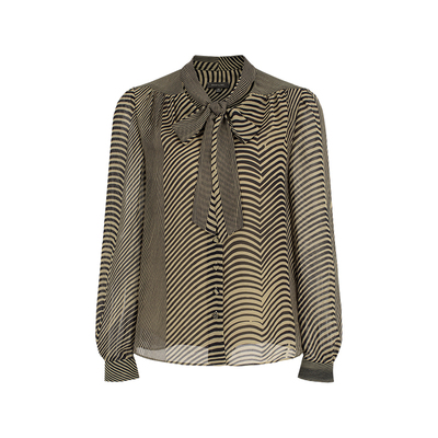 MARYLING黑杏波纹印花上衣