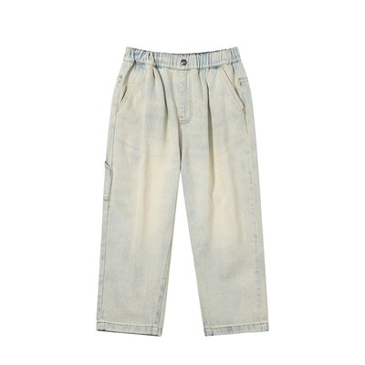 Itssmile黄泥做旧水洗牛仔裤