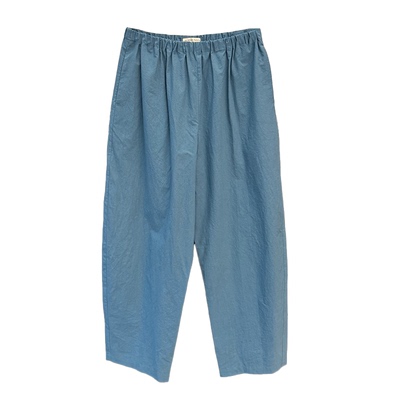 Cha 官方 | io adesso futura 26SS 肌理棉湖蓝休闲八分弧形裤