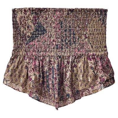 bash2026新款春季科莫湖丝语复古碎花抹胸荷叶边短上衣女1E26PRET