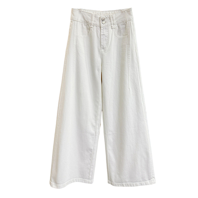 大N货！双扣中高腰牛仔阔腿裤