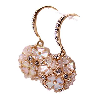 耳环韩国气质网红贝壳花球钉爆款