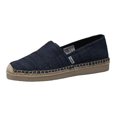 汤姆斯透气布鞋一脚蹬草编渔夫鞋