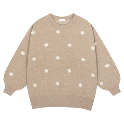 LOWRYS FARM毛衣女2025冬季新款波点提花宽松圆领针织衫625139