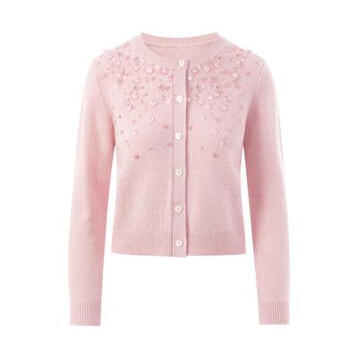 朗姿集团LIME莱茵针织开衫淡粉轻盈休闲气质浪漫经典减龄25秋新款