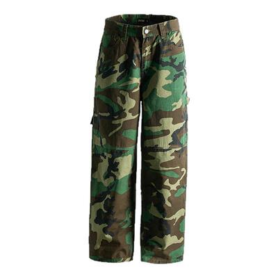 PMW2024SS复古迷彩宽松工装裤
