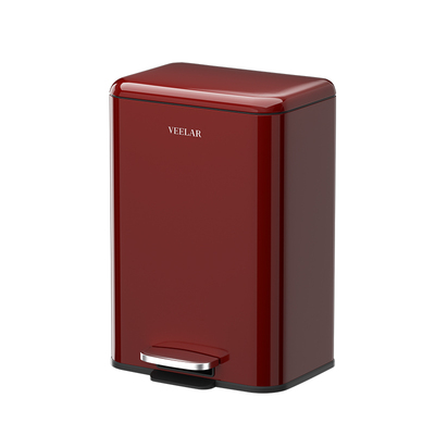 VEELAR复古垃圾桶红色家用客厅脚踏带盖包豪斯高颜值2026新款脚踩