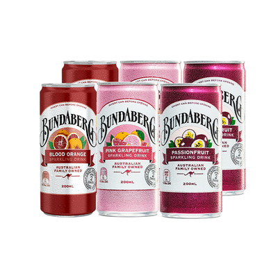 宾得宝Bundaberg进口血橙百香果汁气泡水 柚子汽水小瓶饮料200ml