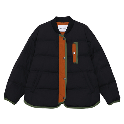 MOVEUP幻走2025冬季新款.FUN系列罗纹领撞色织带口袋短款羽绒服女