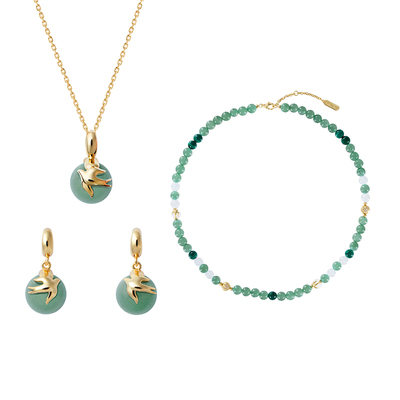 CIGALONG龙梓嘉燕衔珠东陵玉项链耳钉新品系列原创新中式珠宝