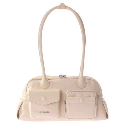 MASMARULEZ正品现货双口袋尼龙包单肩腋下包手提机车包托特包米色