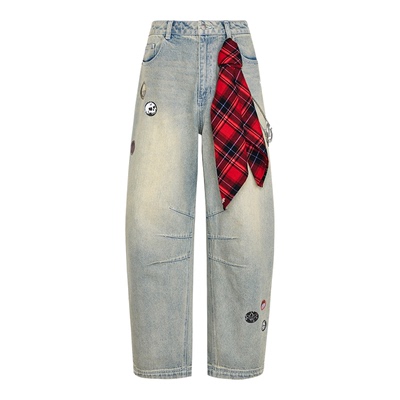 Adidas/阿迪达斯正品三叶草男士时尚经典运动弯刀牛仔长裤KT6366