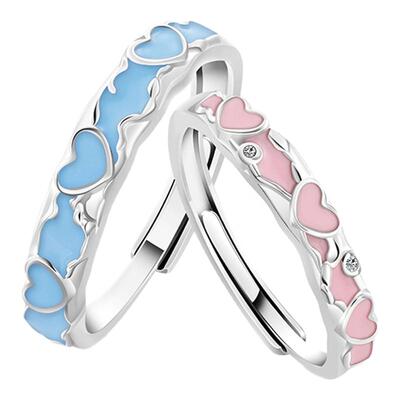 VIVIWELL甜蜜心动925银情侣对戒