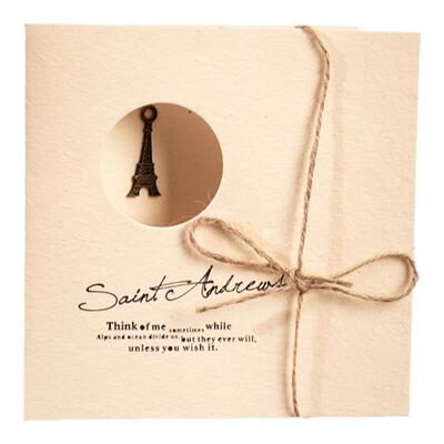 欧式高级感贺卡简约创意牛皮贺卡信封套装麻绳精致小卡片古典风文艺情侣情书留言手写信毕业送老师寄语祝福卡