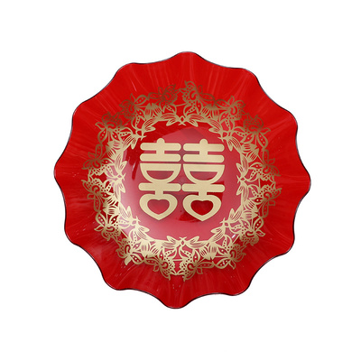 麦达令简约酒红色加厚塑料果盘
