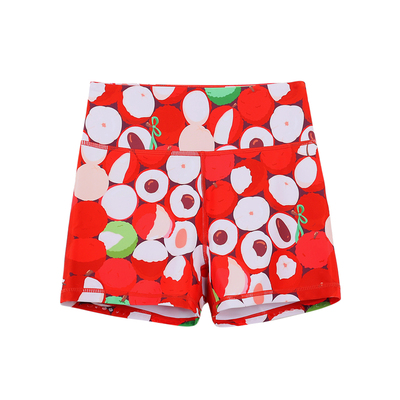 HARDSHIP｜荔枝 运动健身瑜伽三分裤女 红色提臀束腰弹力花短裤