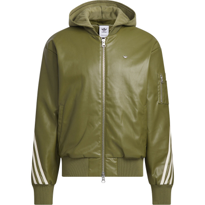 Adidas/阿迪达斯官方正品三叶草男士仿皮运动时尚连帽外套JL7557