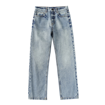 阿瞳自制复古水洗做旧牛仔裤男